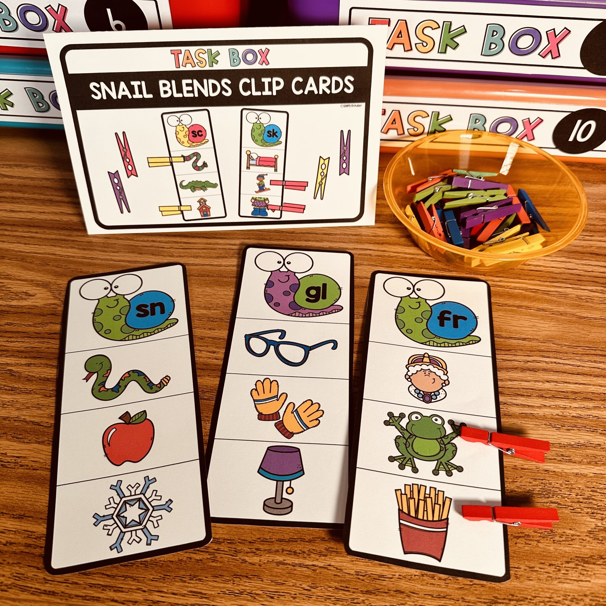 Snail Blends Clip the Word Morning Bins/Task Boxes - Simply Kinder ...