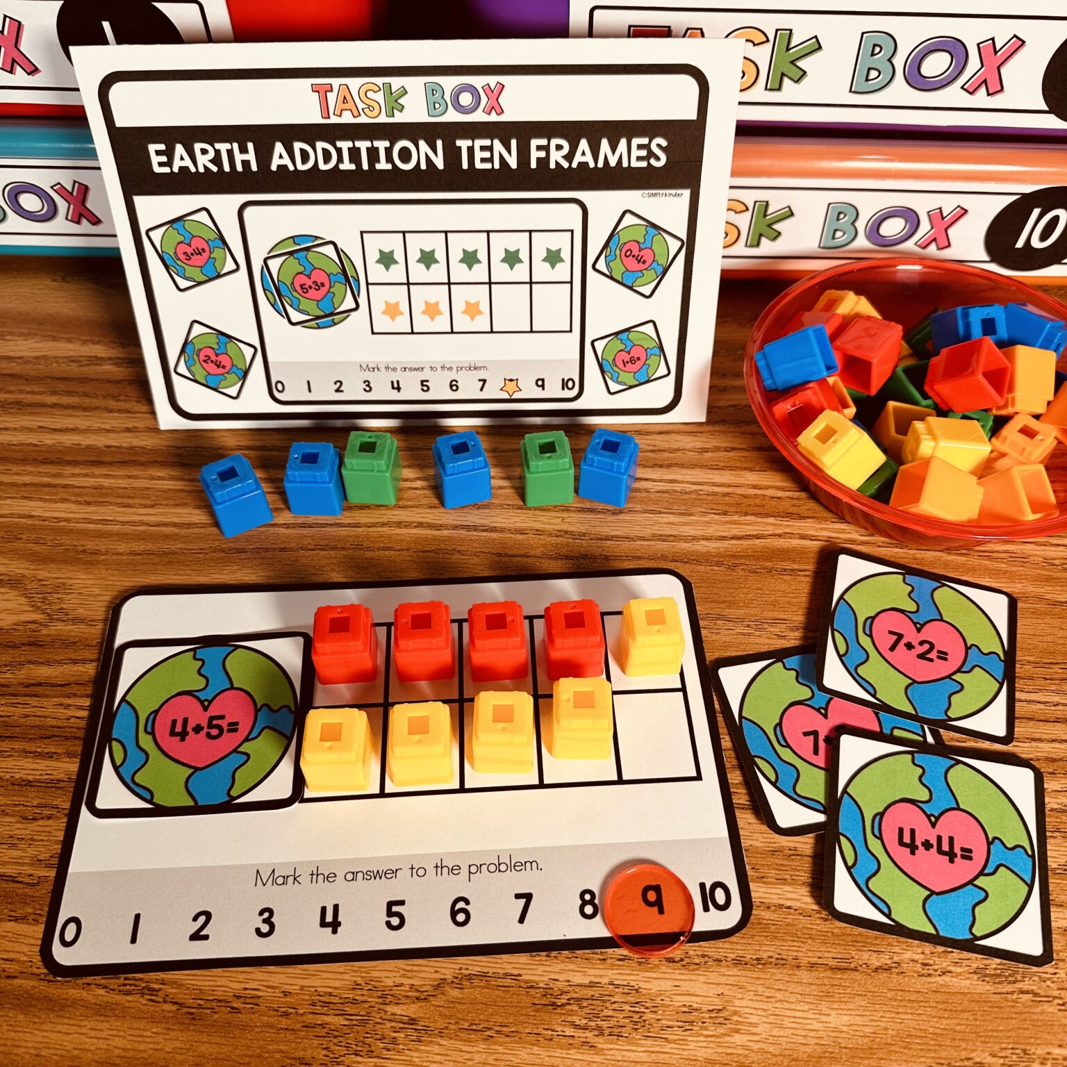 Earth Ten Frame Addition Morning Bins/Task Boxes - Simply Kinder ...