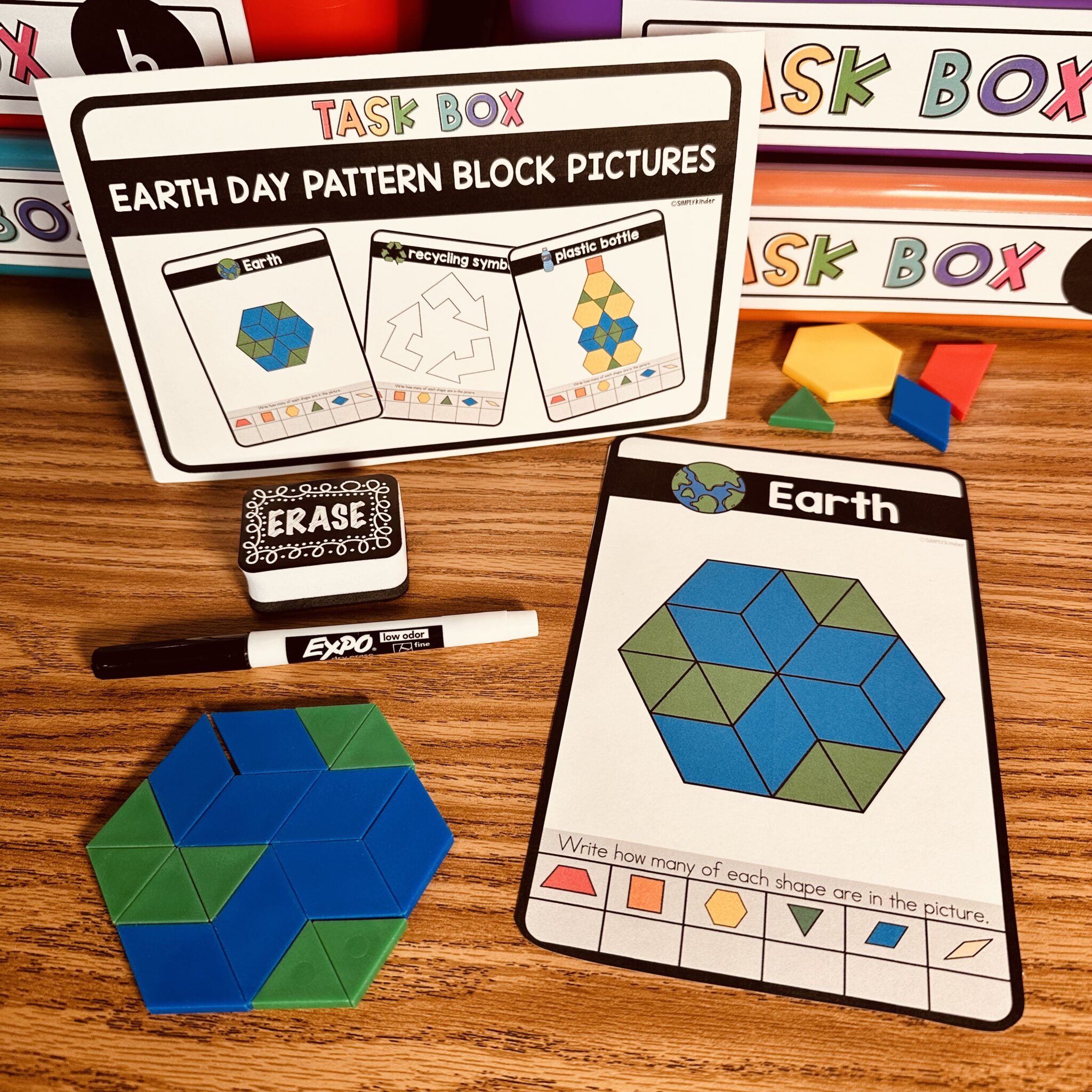 Earth Day Pattern Block Pictures Morning Bins/Task Boxes - Simply ...