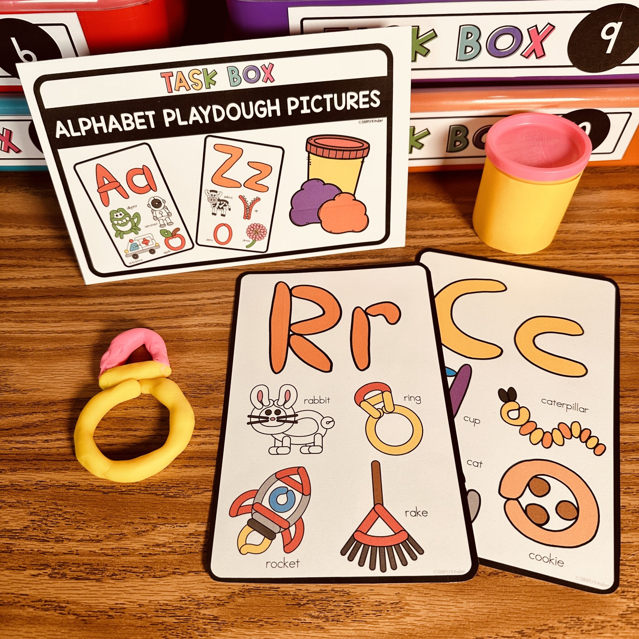 Alphabet Play Dough Pictures Morning Bins/Task Boxes - Simply Kinder ...