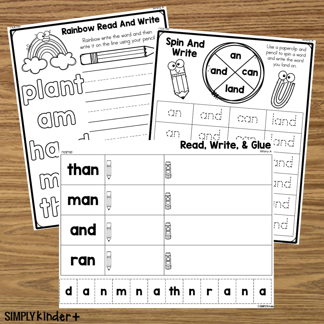 Whiny A Printables - Sight Words by Phonics Skills - Simply Kinder ...