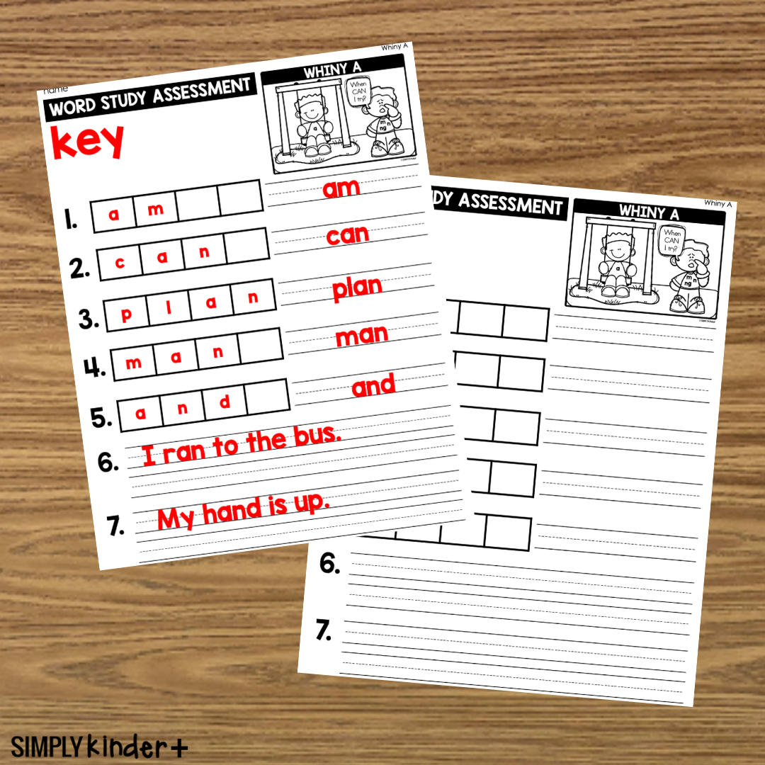 Whiny A Assessments - Sight Words by Phonics Skills - Simply Kinder ...