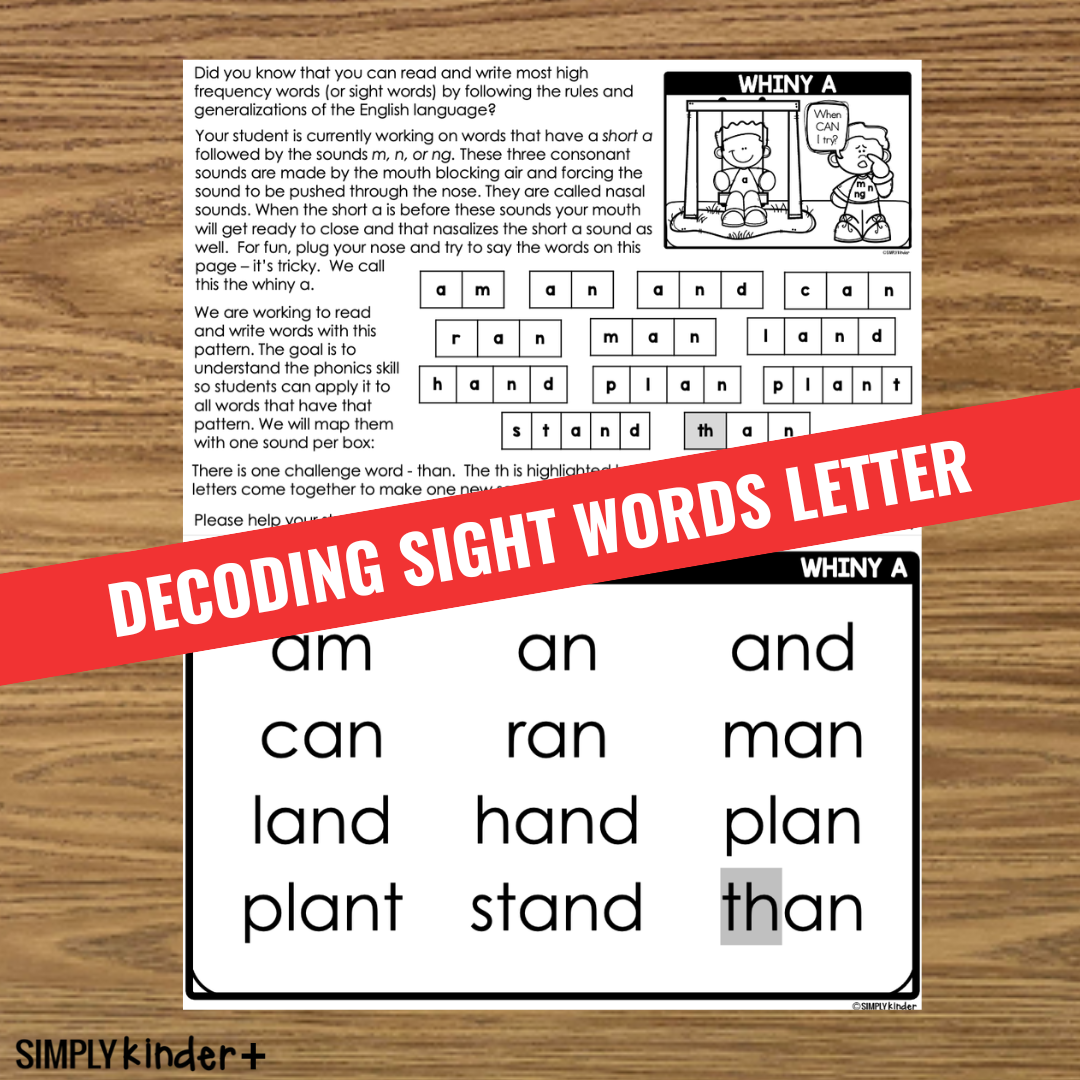 Whiny A Family Letter - Sight Words by Phonics Skills - Simply Kinder ...