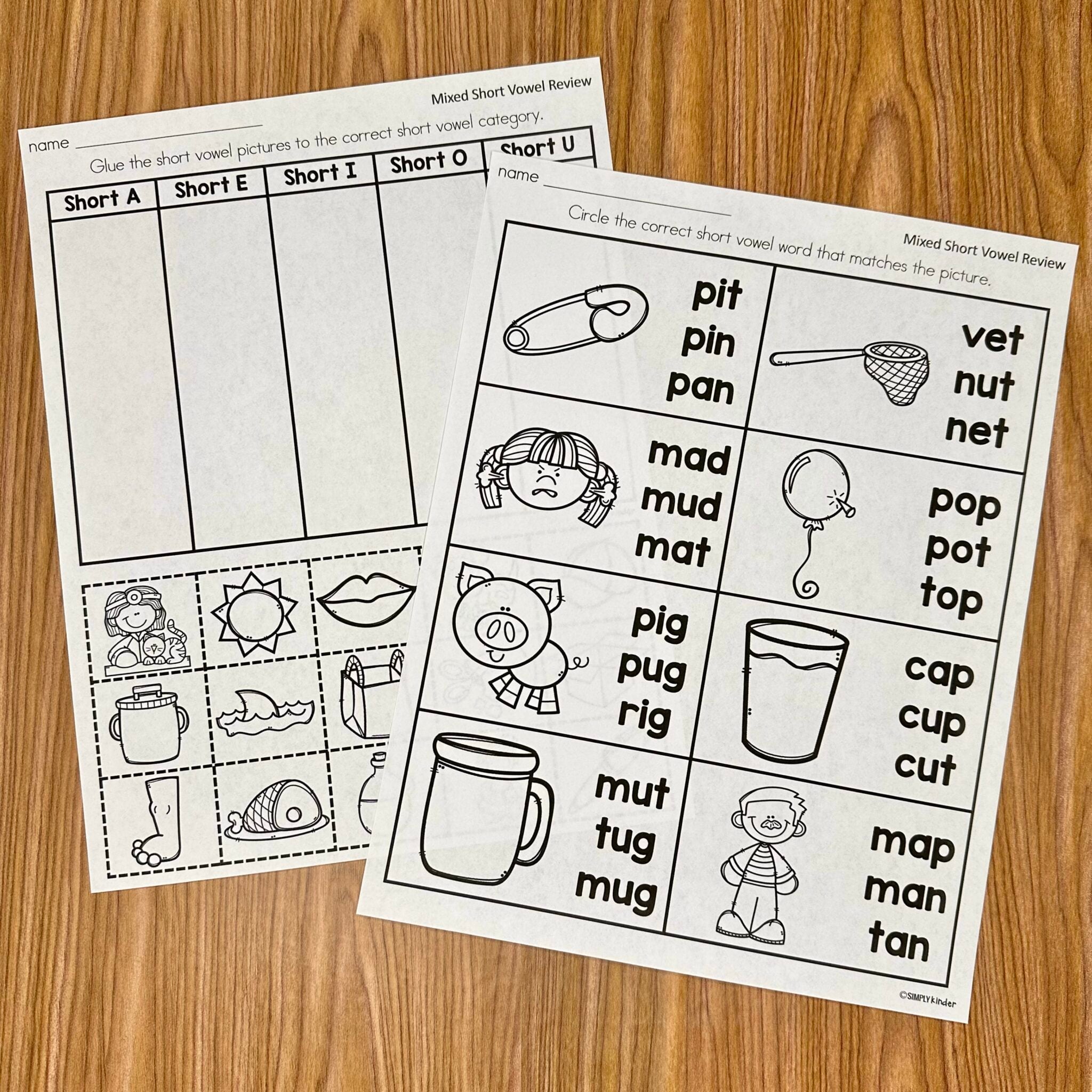April Mixed Short Vowel Printable - Simply Kinder + Printable Membership