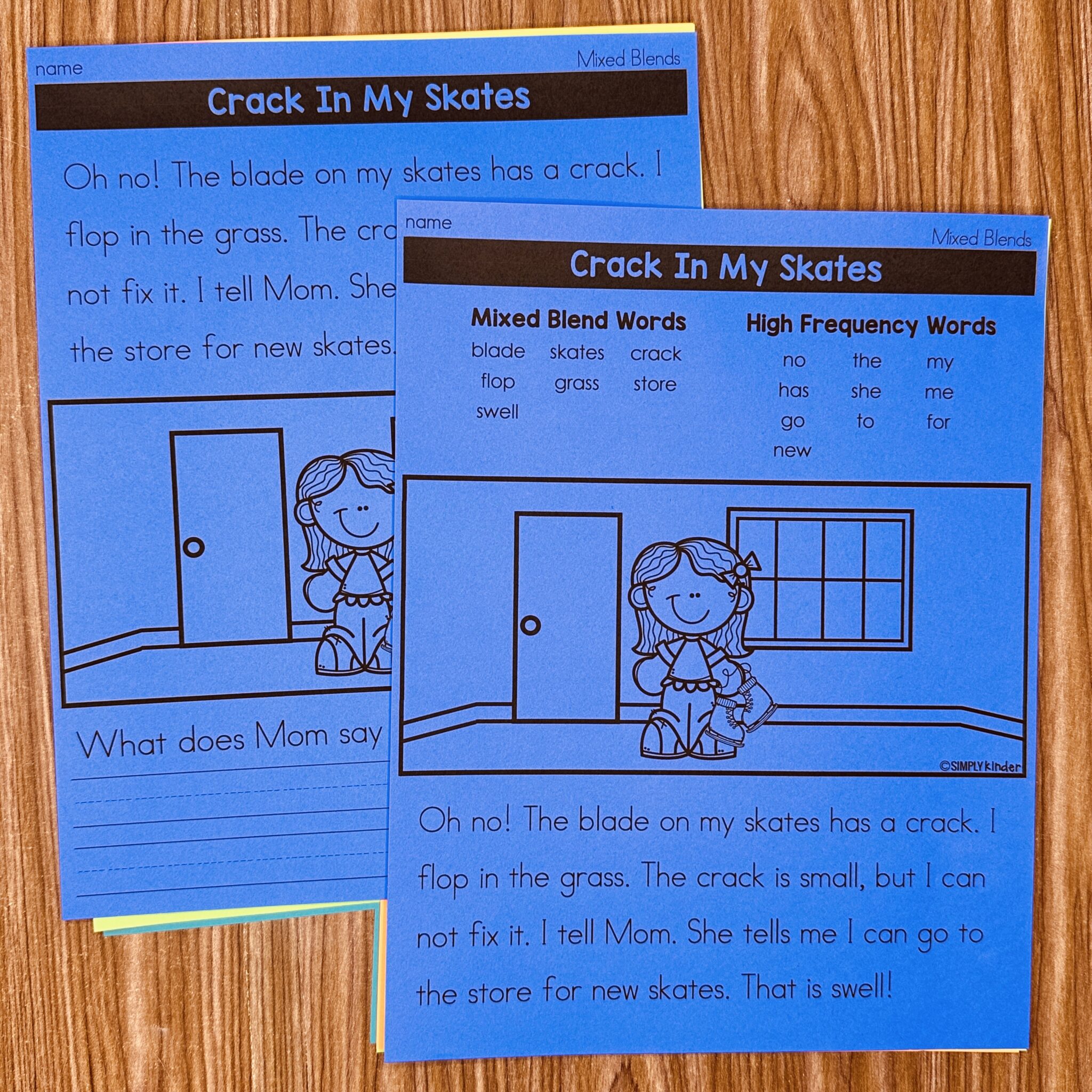 Crack in My Skates: Mixed Blends Quick Reading Fluency & Comprehension ...