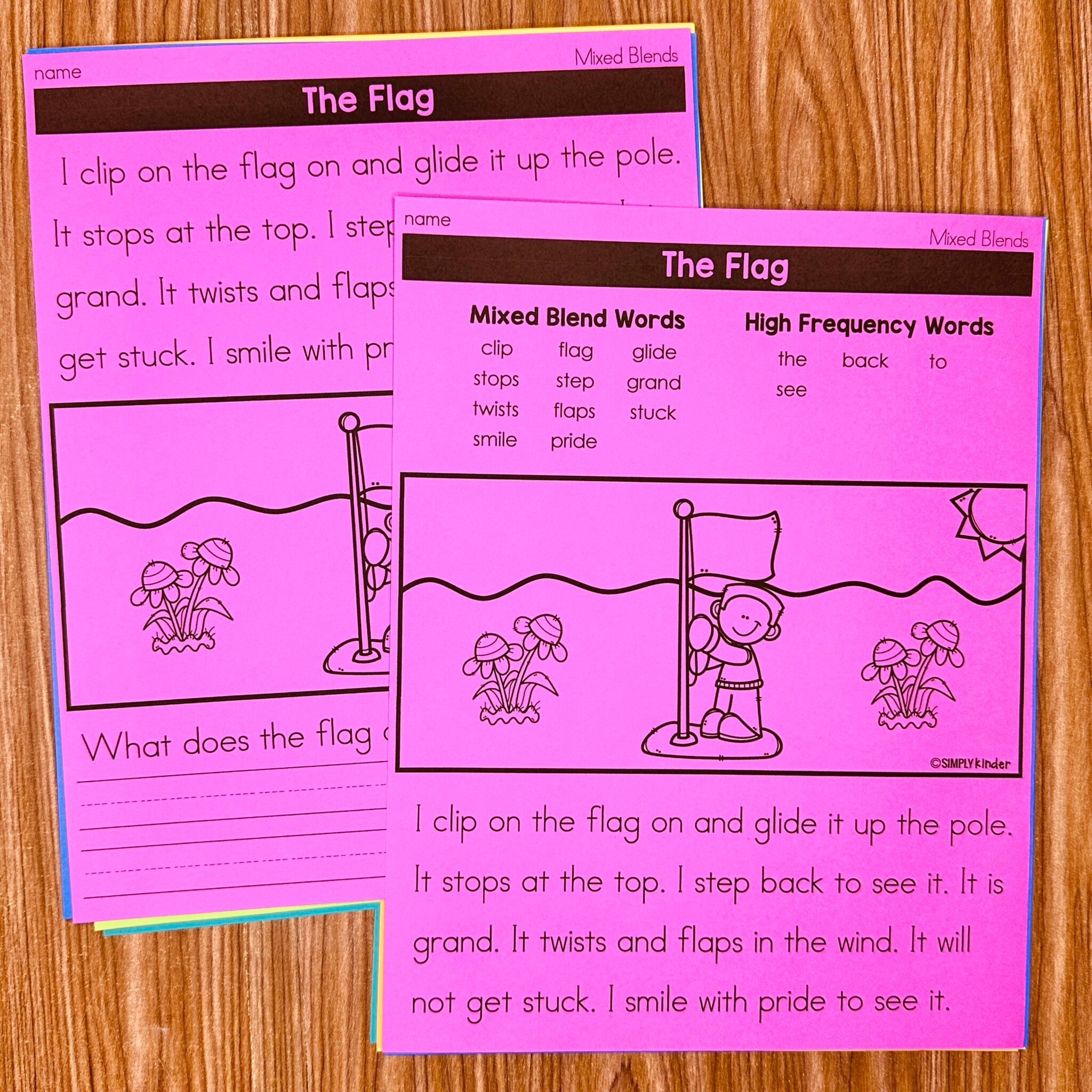 The Flag: Mixed Blends Quick Reading Fluency & Comprehension - Simply ...