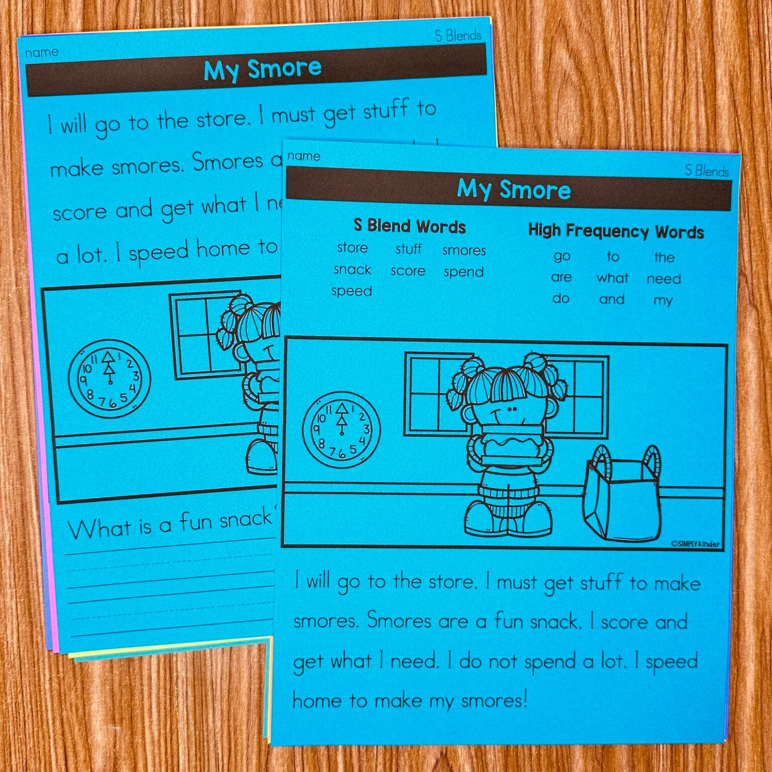 My Smore: S Blends Quick Reading Fluency & Comprehension - Simply ...