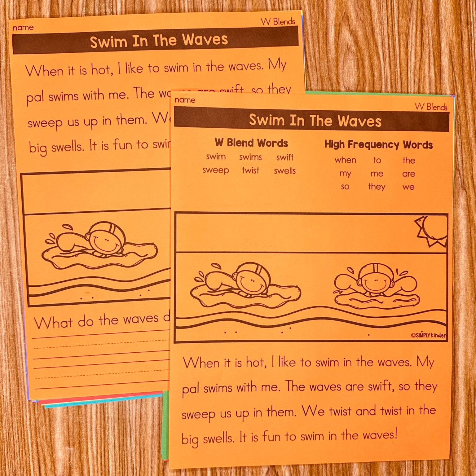 Swim in the Waves: W Blends Quick Reading Fluency & Comprehension ...