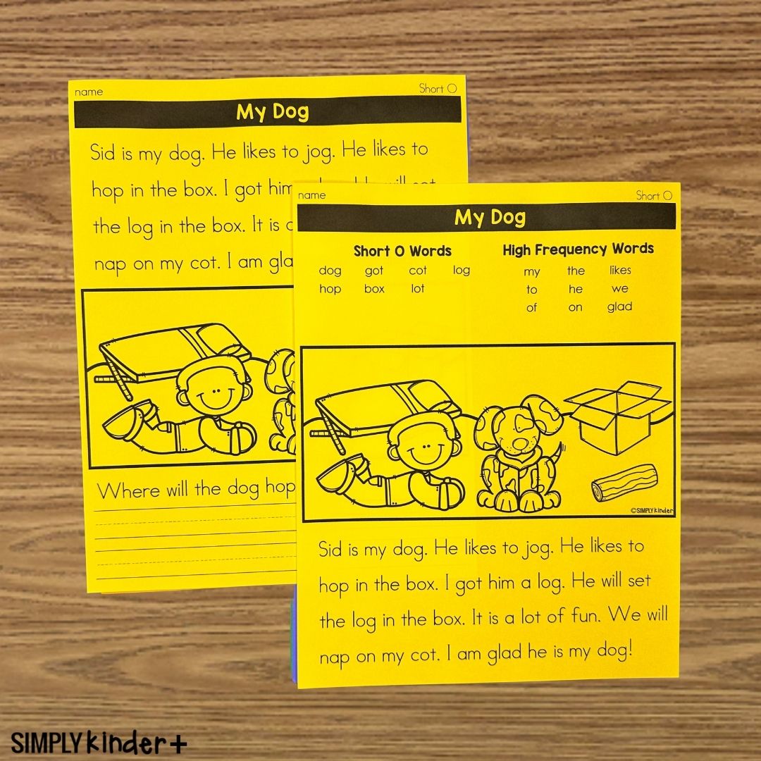 My Dog: CVC Short Vowel O Quick Reading Fluency & Comprehension ...