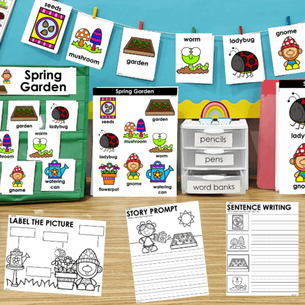 Spring Garden Word Bank Writing Center - Simply Kinder + Printable ...