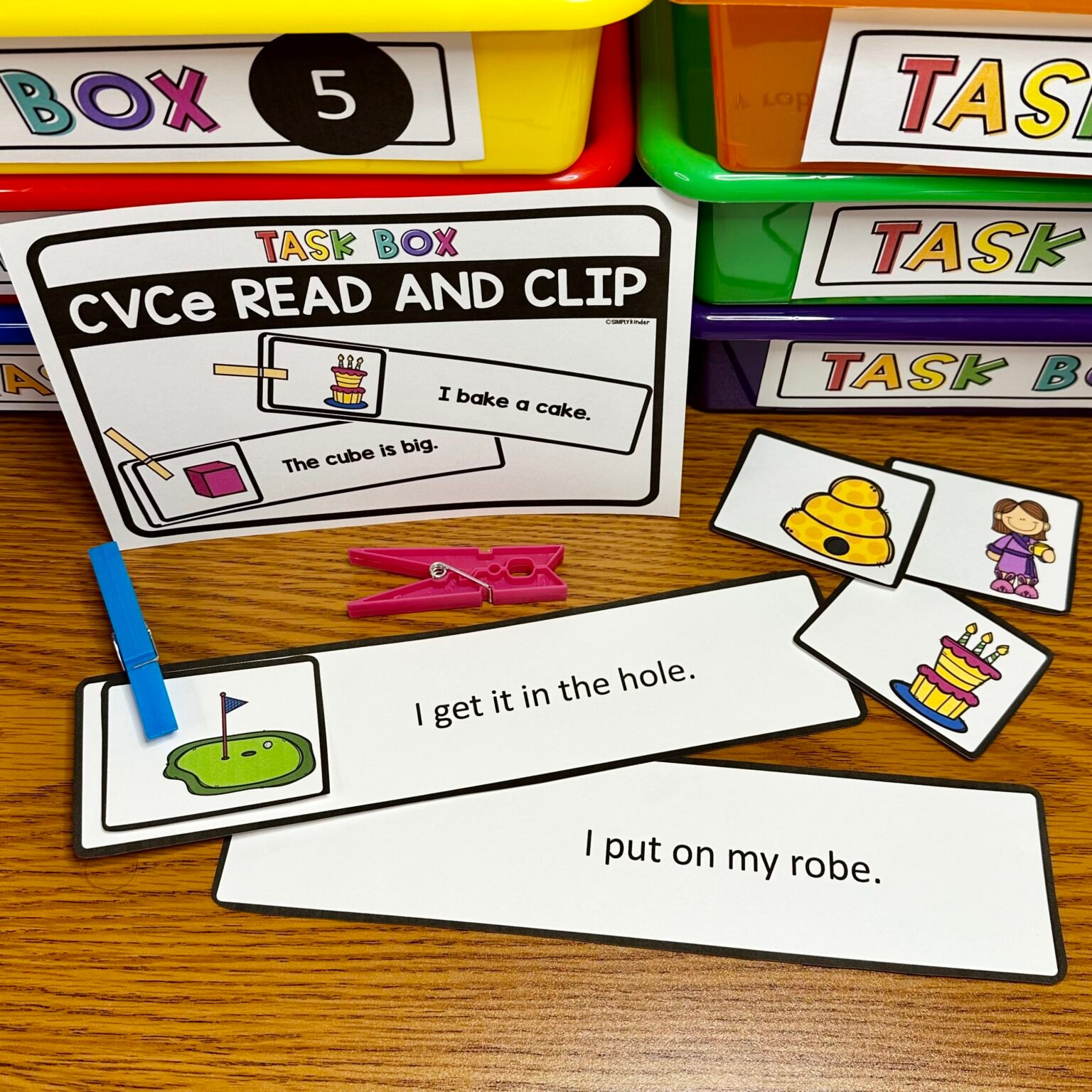 CVCe Read and Clip Sentences Morning Bins/Task Boxes - Simply Kinder ...