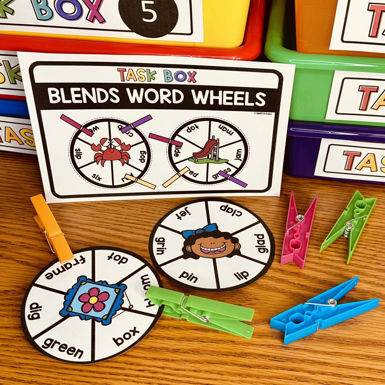 Blends Word Wheels Morning Bins/Task Boxes - Simply Kinder + Printable ...
