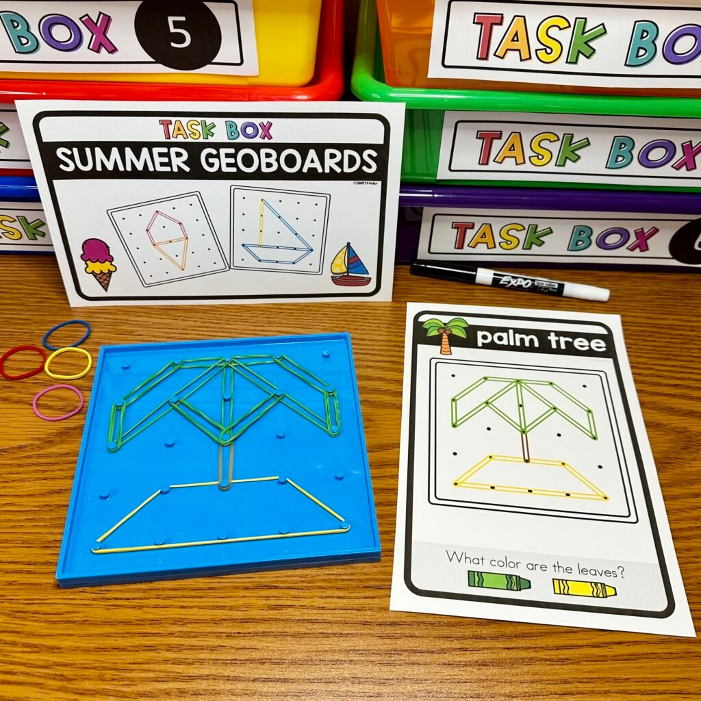 Summer Geoboards Morning Bins/Task Boxes - Simply Kinder + Printable ...