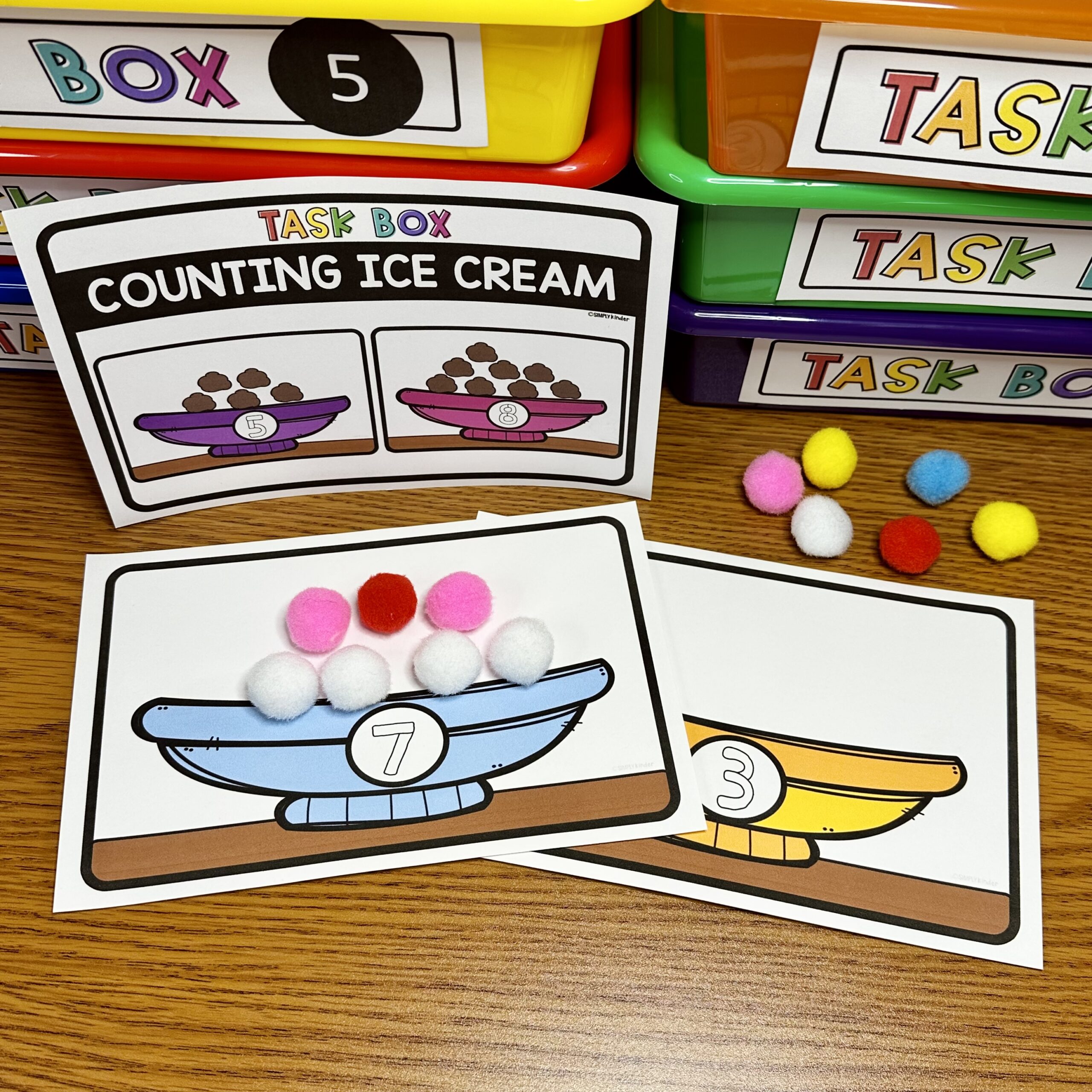 Counting Ice Cream Morning Bins/Task Boxes - Simply Kinder Plus