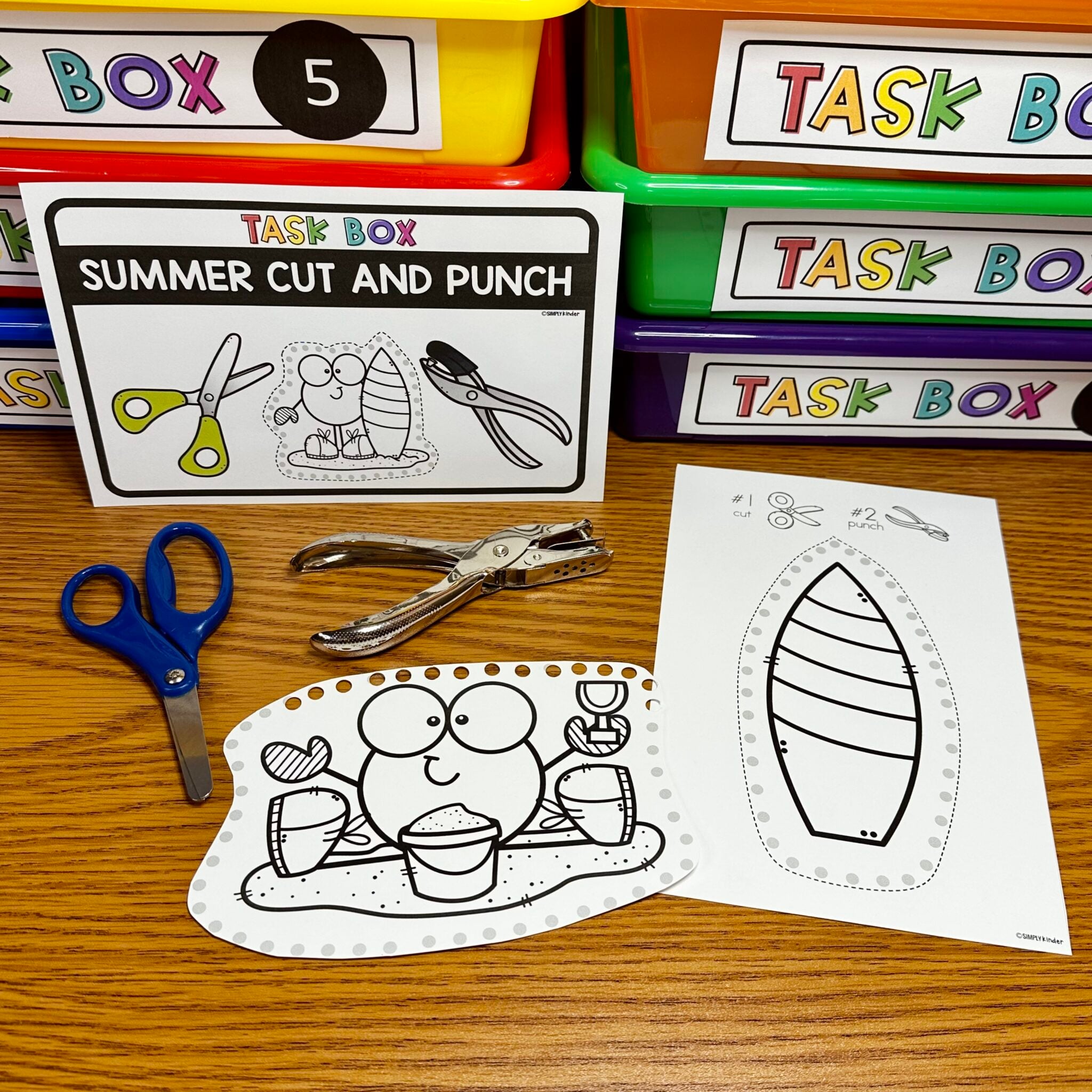 Summer Cut and Punch Morning Bins/Task Boxes - Simply Kinder ...