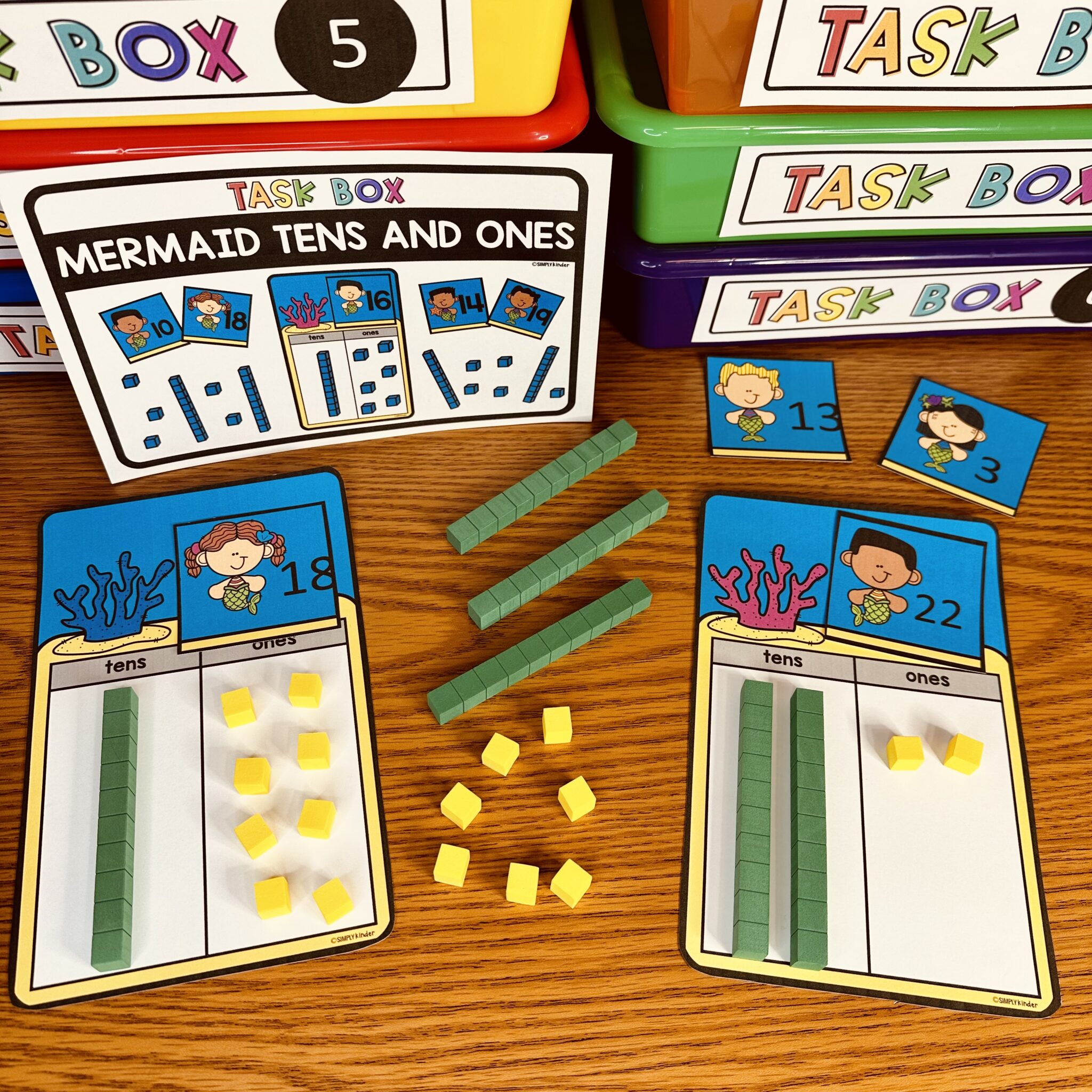 Mermaid Tens and Ones Place Value Morning Bins/Task Boxes - Simply ...