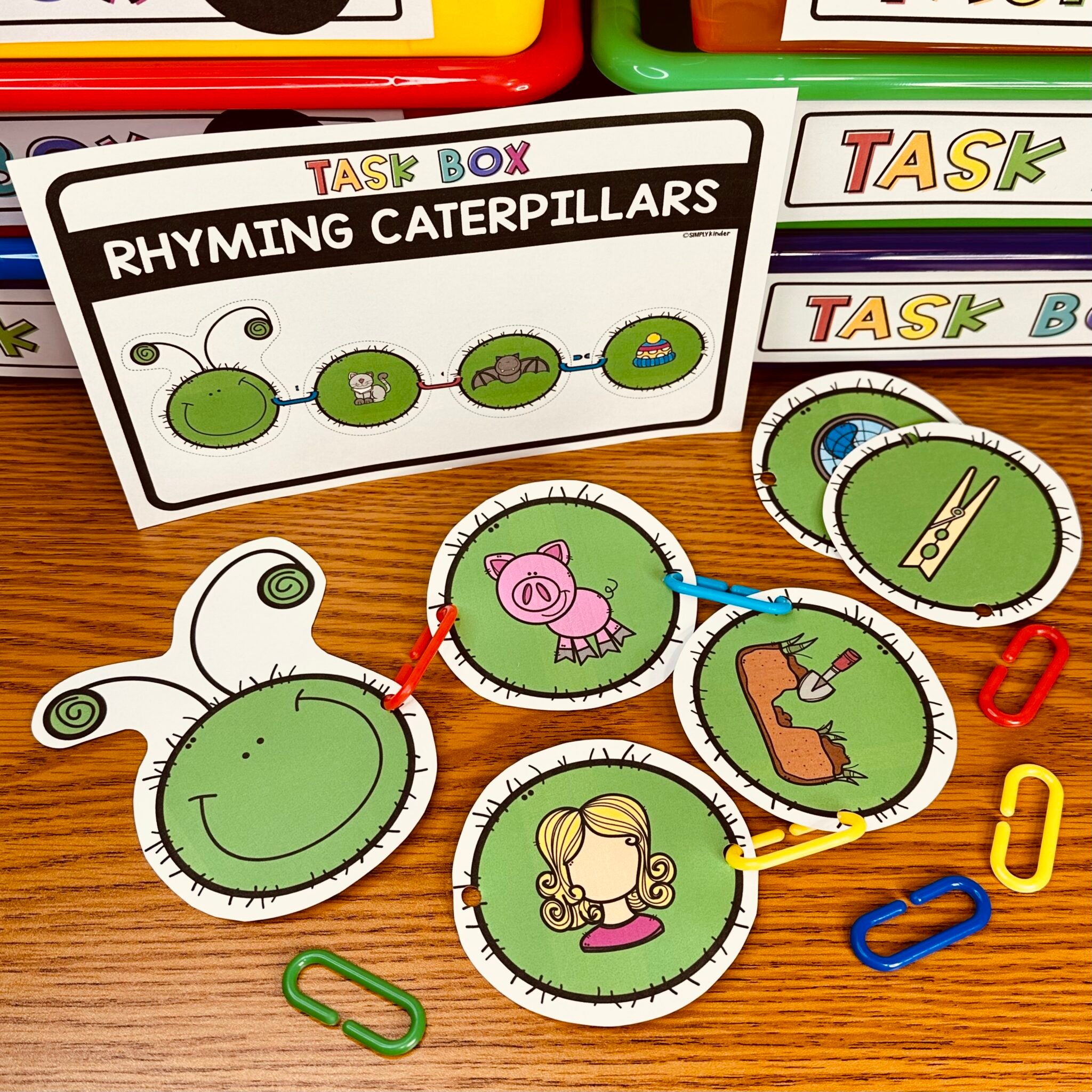 Rhyming Caterpillars Morning Bins/Task Boxes - Simply Kinder ...