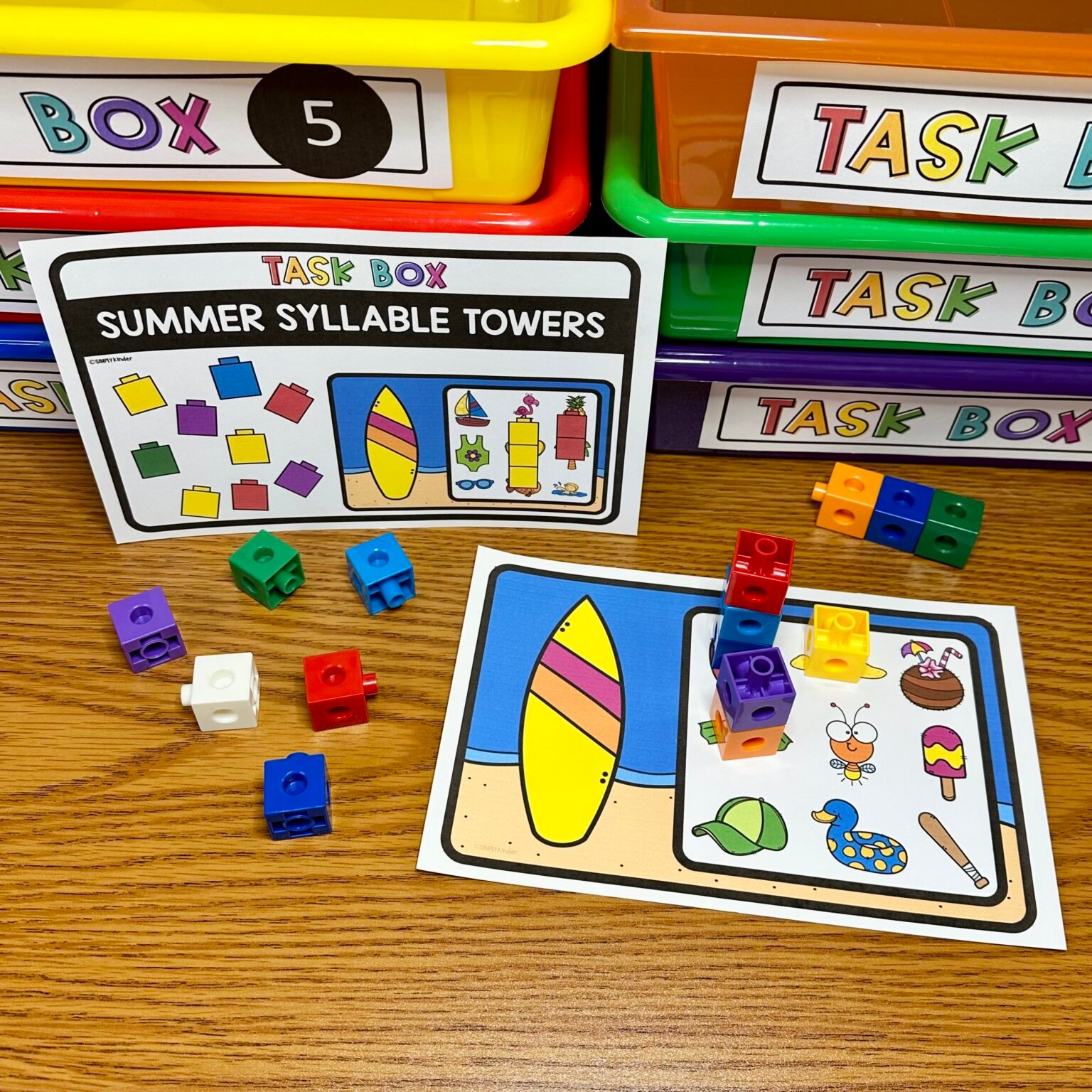 Summer Syllable Towers Morning Bins/Task Boxes - Simply Kinder ...