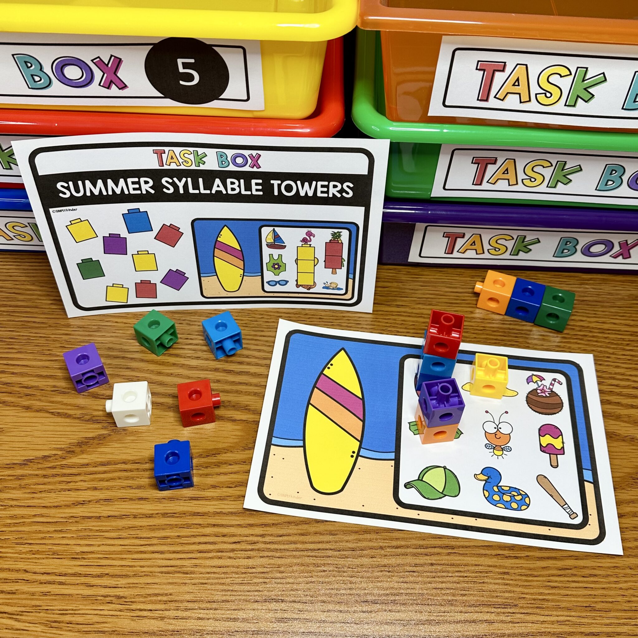 Summer Syllable Towers Morning Bins/Task Boxes - Simply Kinder ...