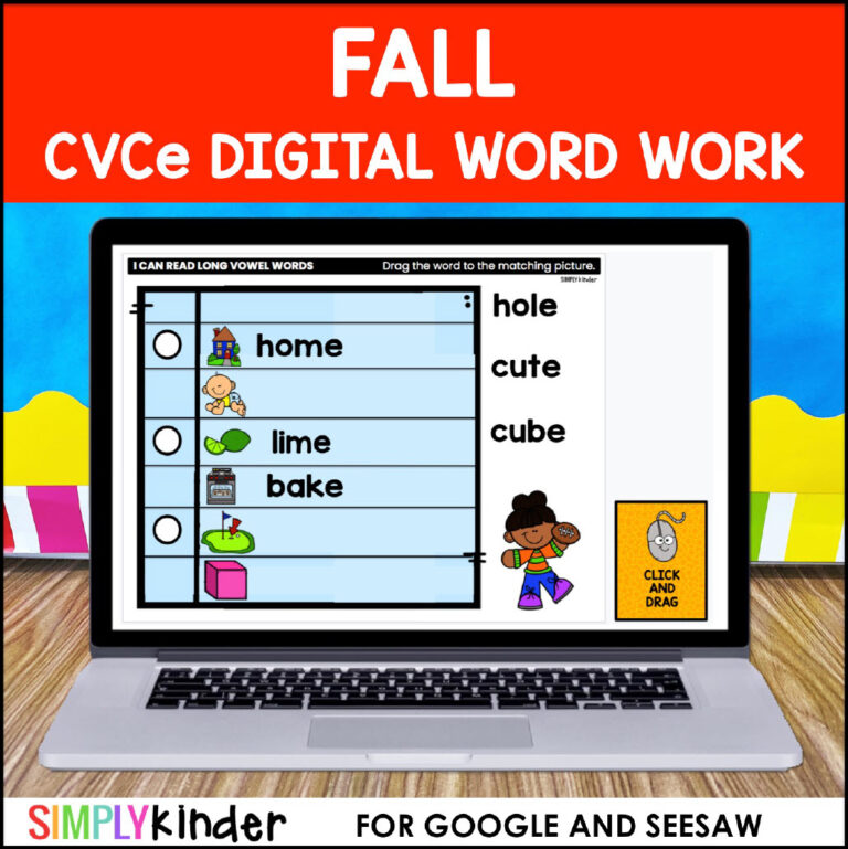 Fall CVCe Digital Word Work for Google and Seesaw - Simply Kinder ...