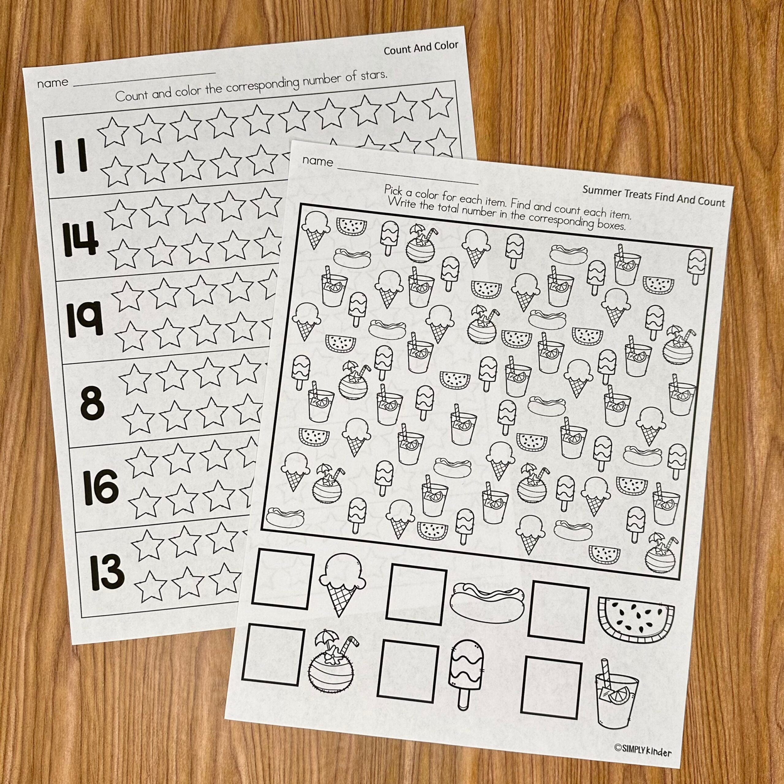 May Summer Counting Printable - Simply Kinder + Printable Membership