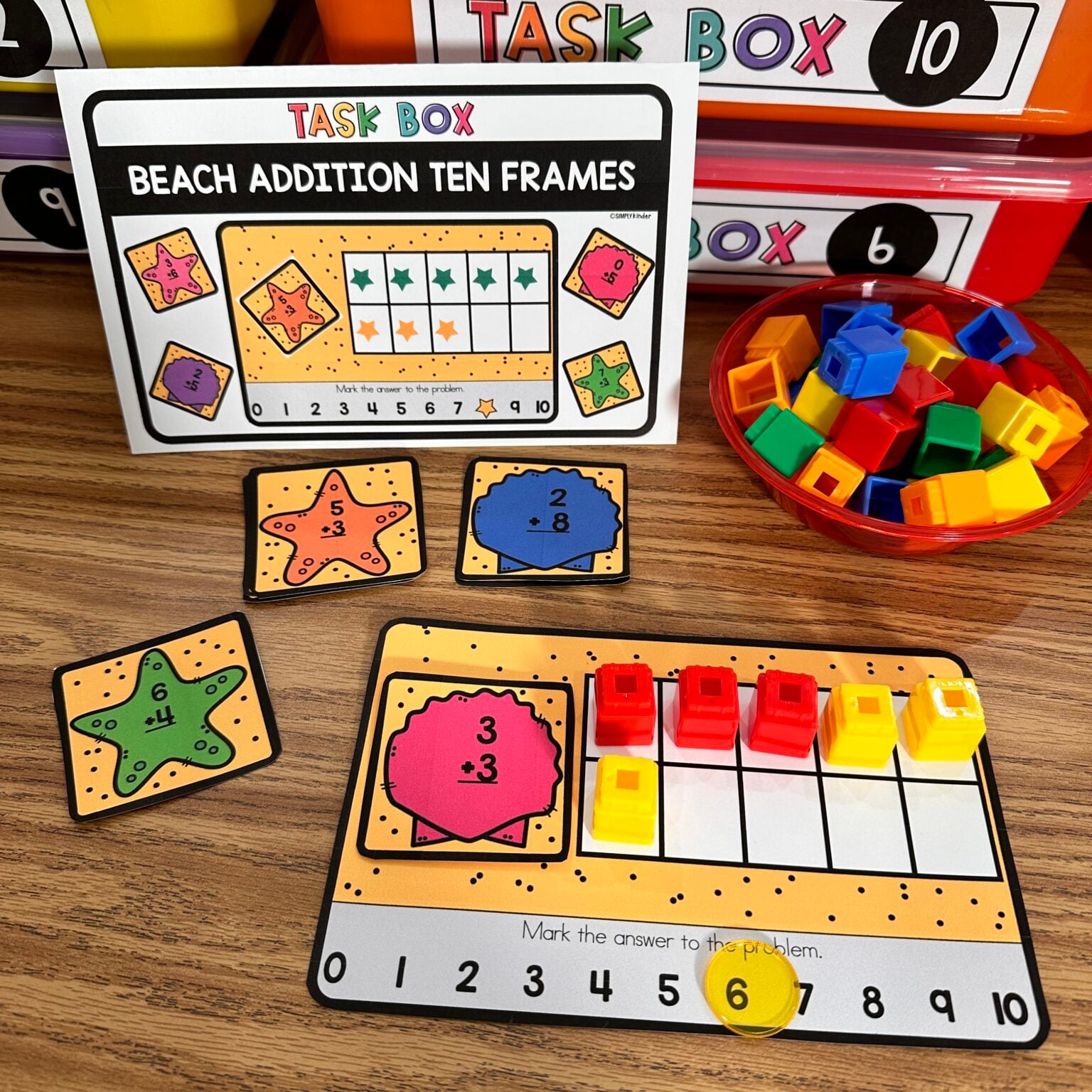 Beach Ten Frame Addition Morning Bins/Task Boxes - Simply Kinder ...