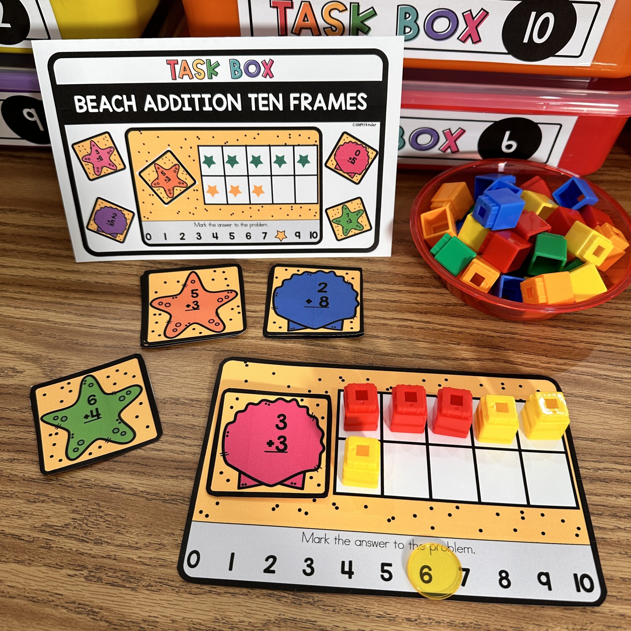 Beach Ten Frame Addition Morning Bins/Task Boxes - Simply Kinder ...