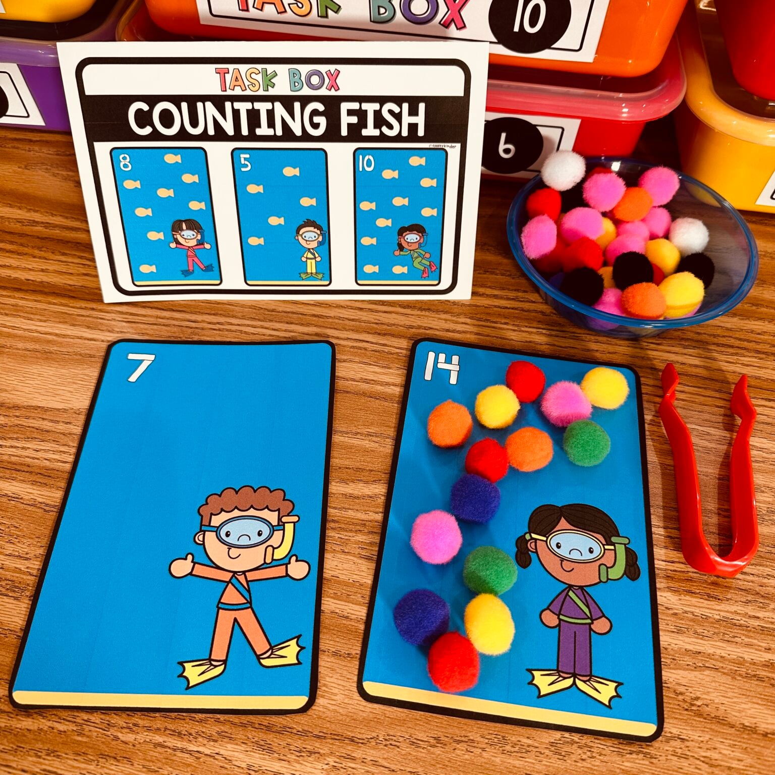 Counting Fish Morning Bins/Task Boxes - Simply Kinder + Printable ...