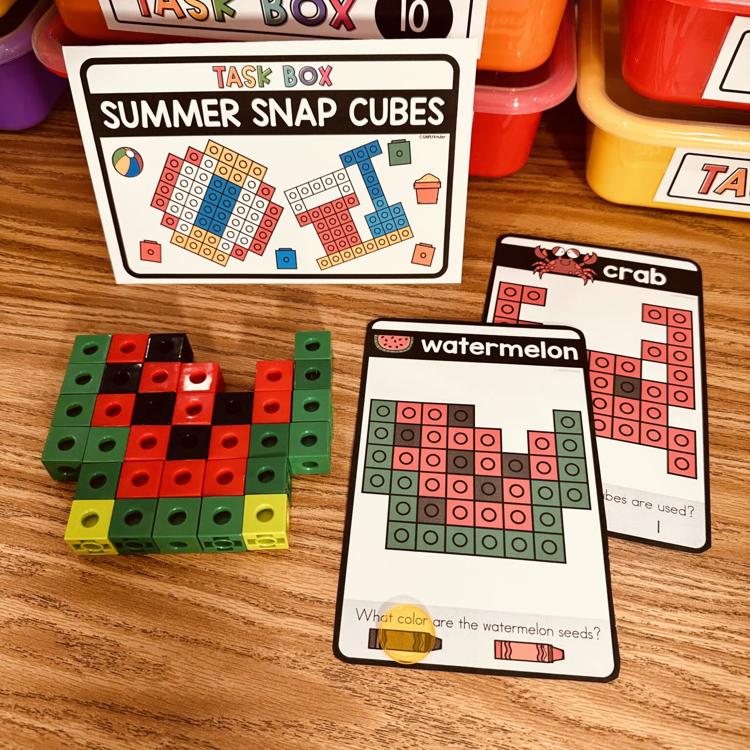 Summer Snap Cubes Morning Bins/Task Boxes - Simply Kinder + Printable ...