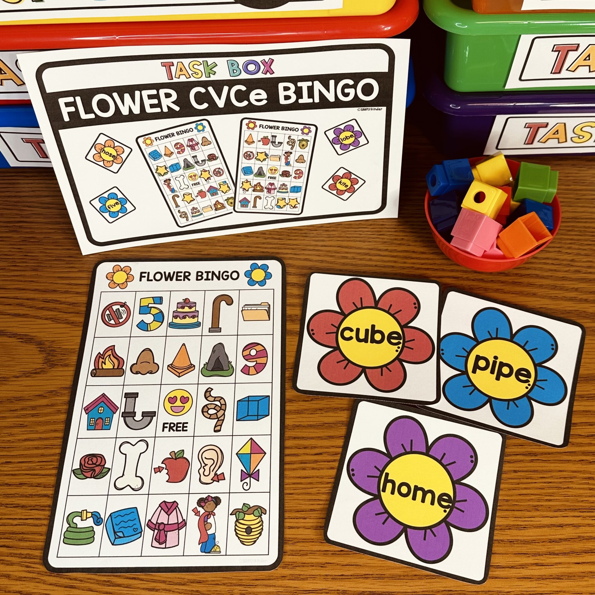 Flower CVCe Bingo Morning Bins/Task Boxes - Simply Kinder + Printable ...