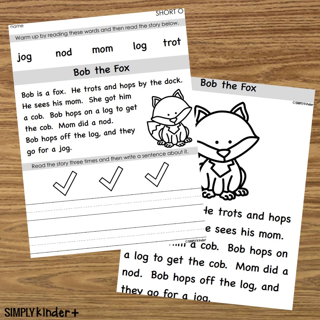 Reading Fluency & Comprehension Passages: Short O - Simply Kinder Plus