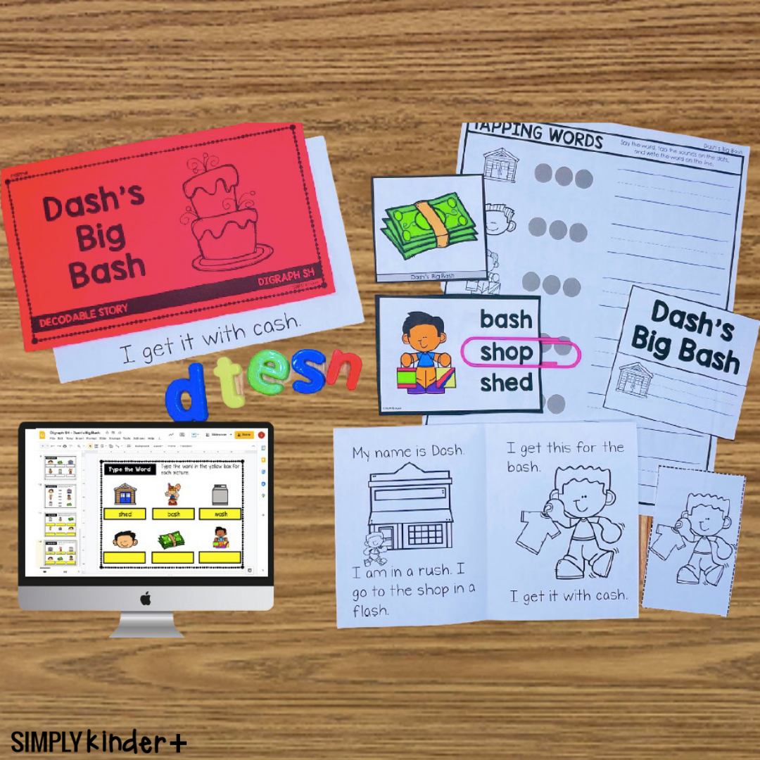 Decodable Reader with Word Work: Digraph Sh - Simply Kinder + Printable ...