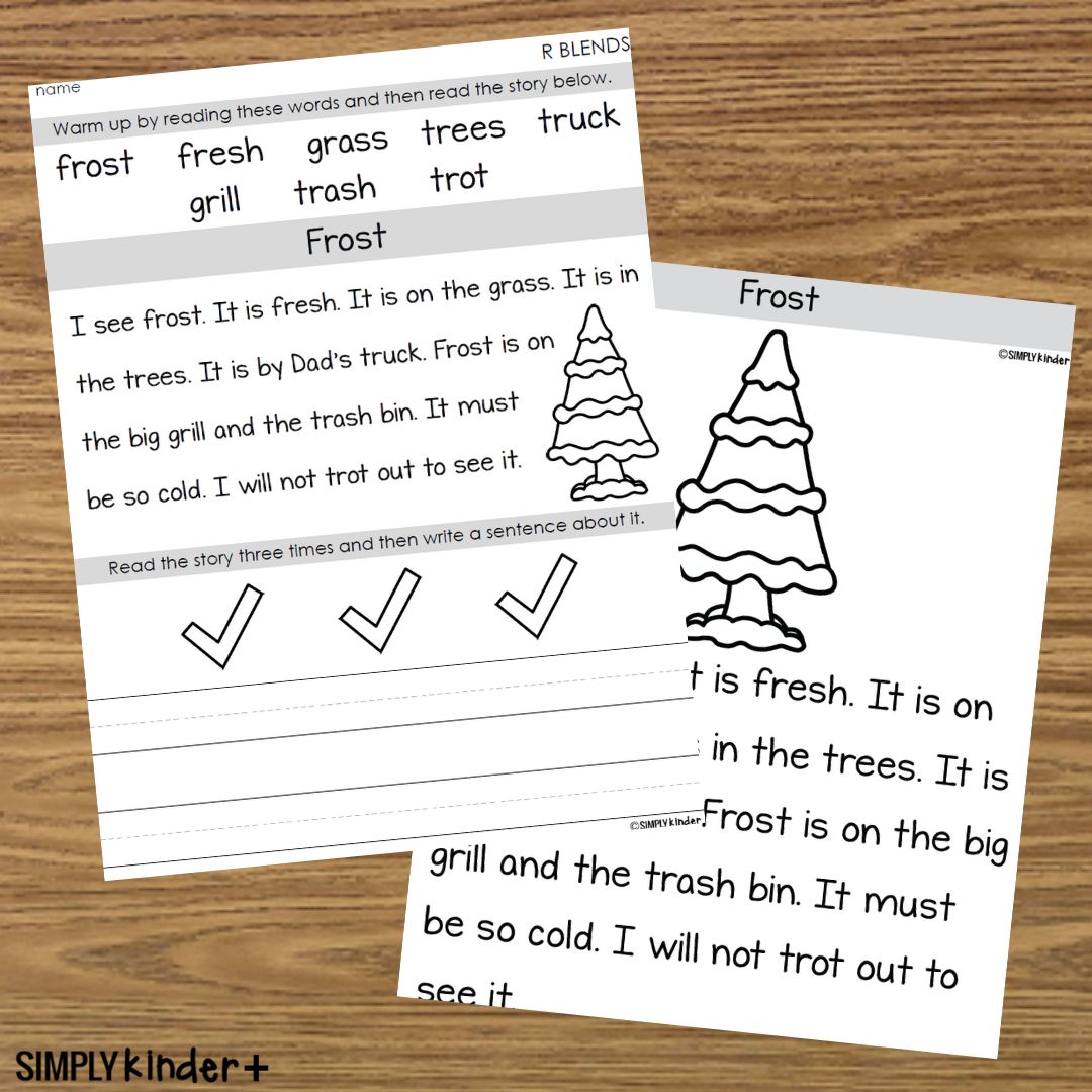 Reading Fluency & Comprehension Passages: Blends R - Simply Kinder ...