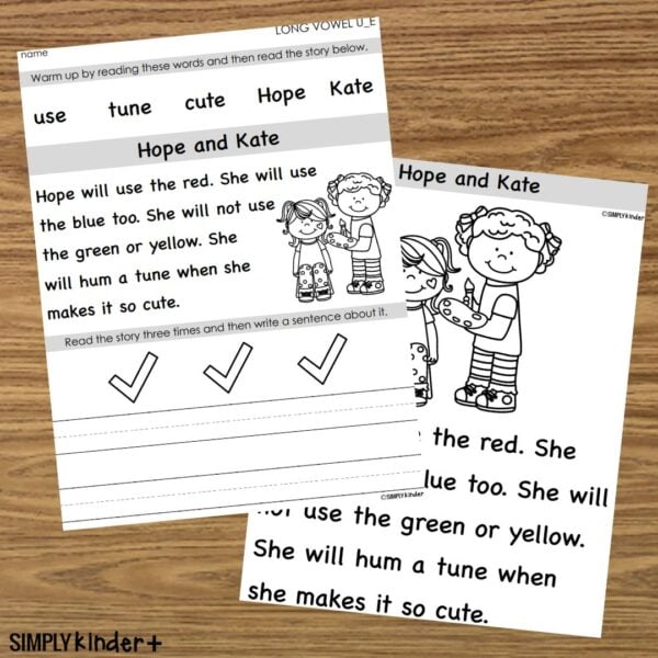 Reading Fluency & Comprehension Passages: Long U Hope and Kate - Simply ...