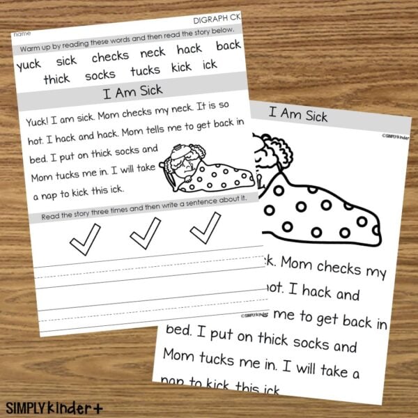 Reading Fluency & Comprehension Passages: Digraph CK - Simply Kinder ...