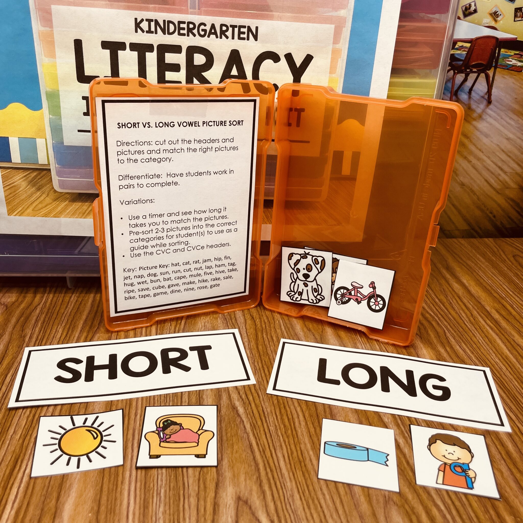 Literacy Intervention Kit: Short and Long Vowel Picture Sort - Simply ...