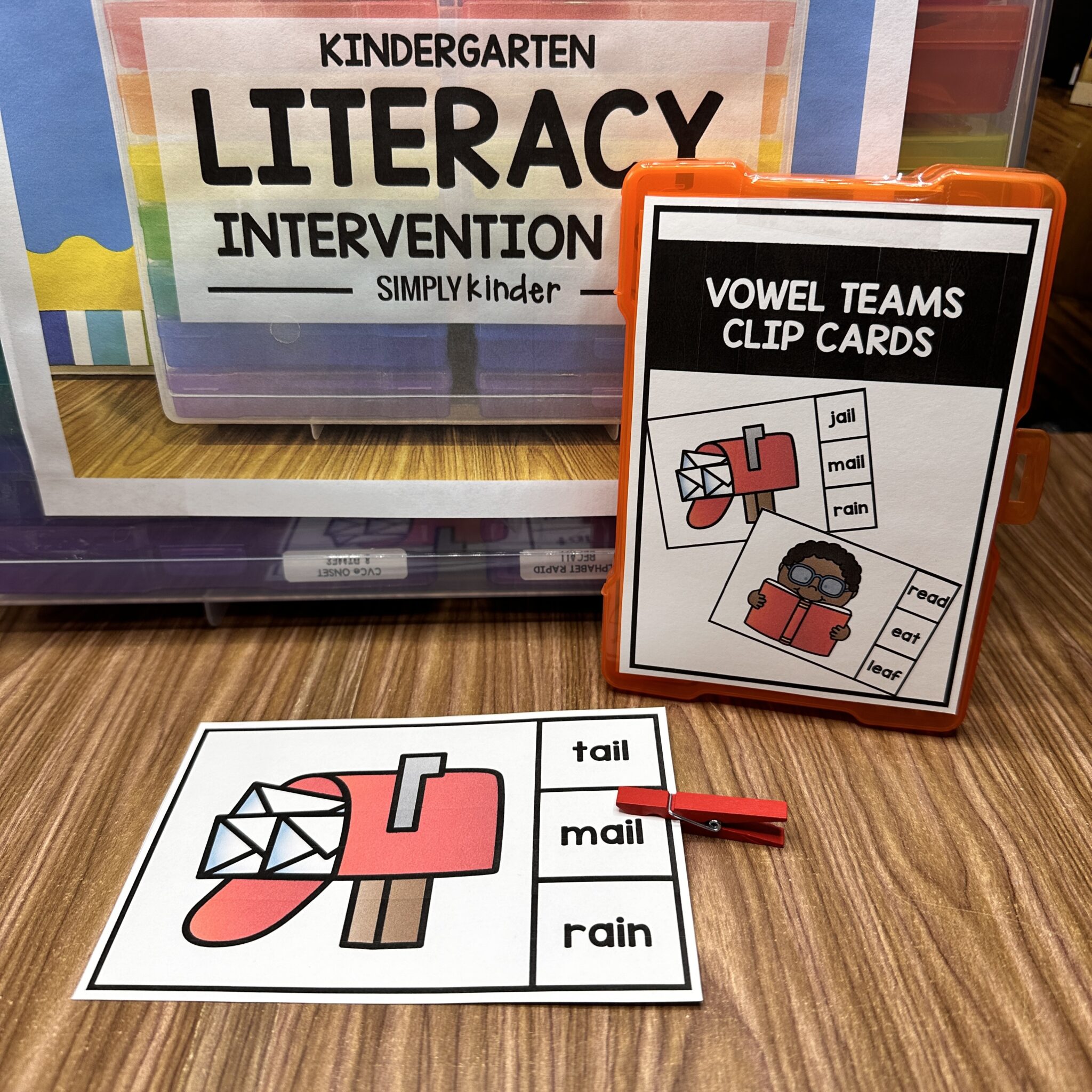Literacy Intervention Kit: Vowel Team Clip Cards - Simply Kinder ...