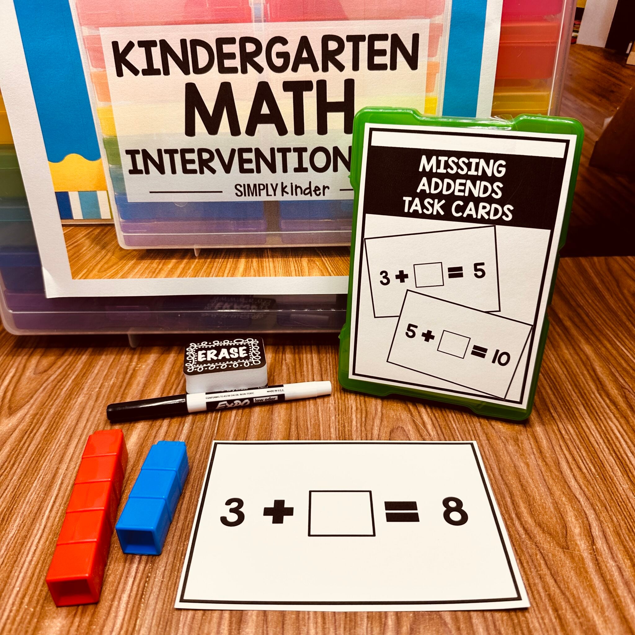 Math Intervention Kit: Missing Addends Task Cards - Simply Kinder ...