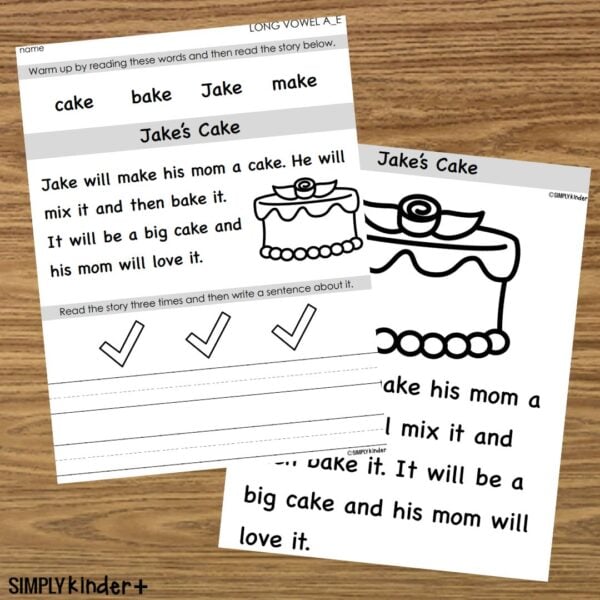 Reading Fluency & Comprehension Passages: Long A Jake's Cake - Simply ...