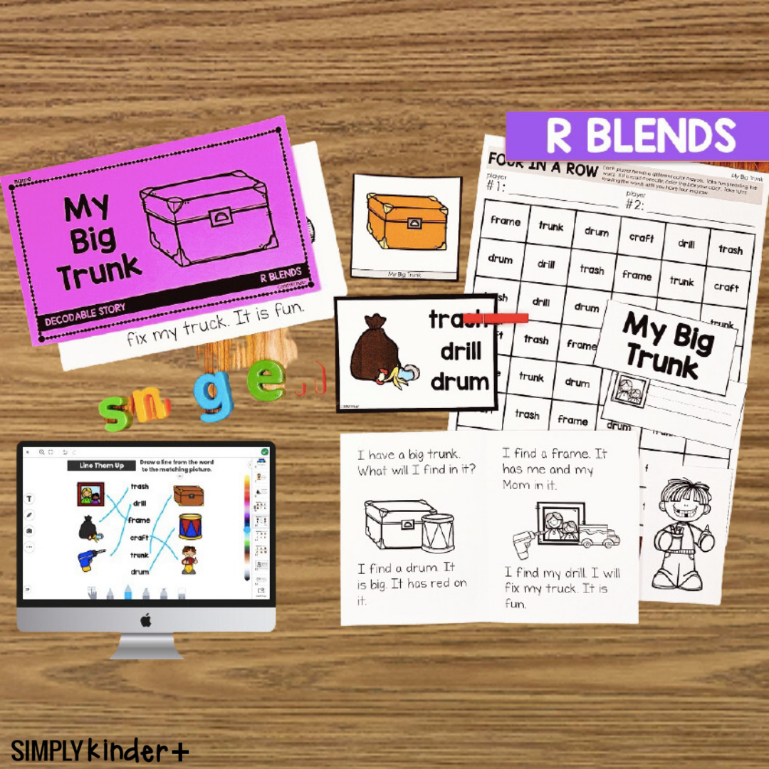 Decodable Reader with Word Work: Blends R - Simply Kinder + Printable ...