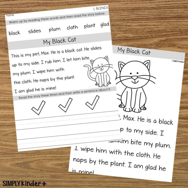 Reading Fluency & Comprehension Passages: Blends L - Simply Kinder ...