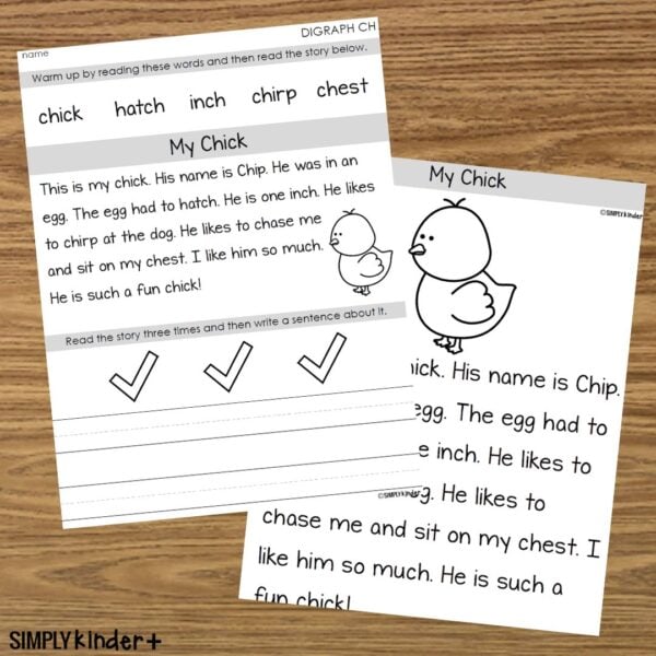 Reading Fluency & Comprehension Passages: Digraph CH - Simply Kinder ...