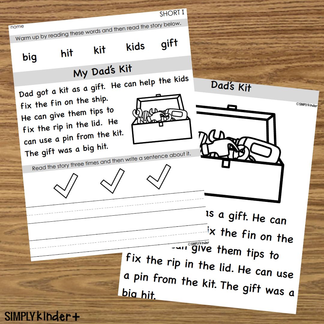 Reading Fluency & Comprehension Passages: Short I - Simply Kinder ...