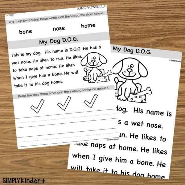 Reading Fluency & Comprehension Passages: Long O My Dog D.O.G. - Simply ...