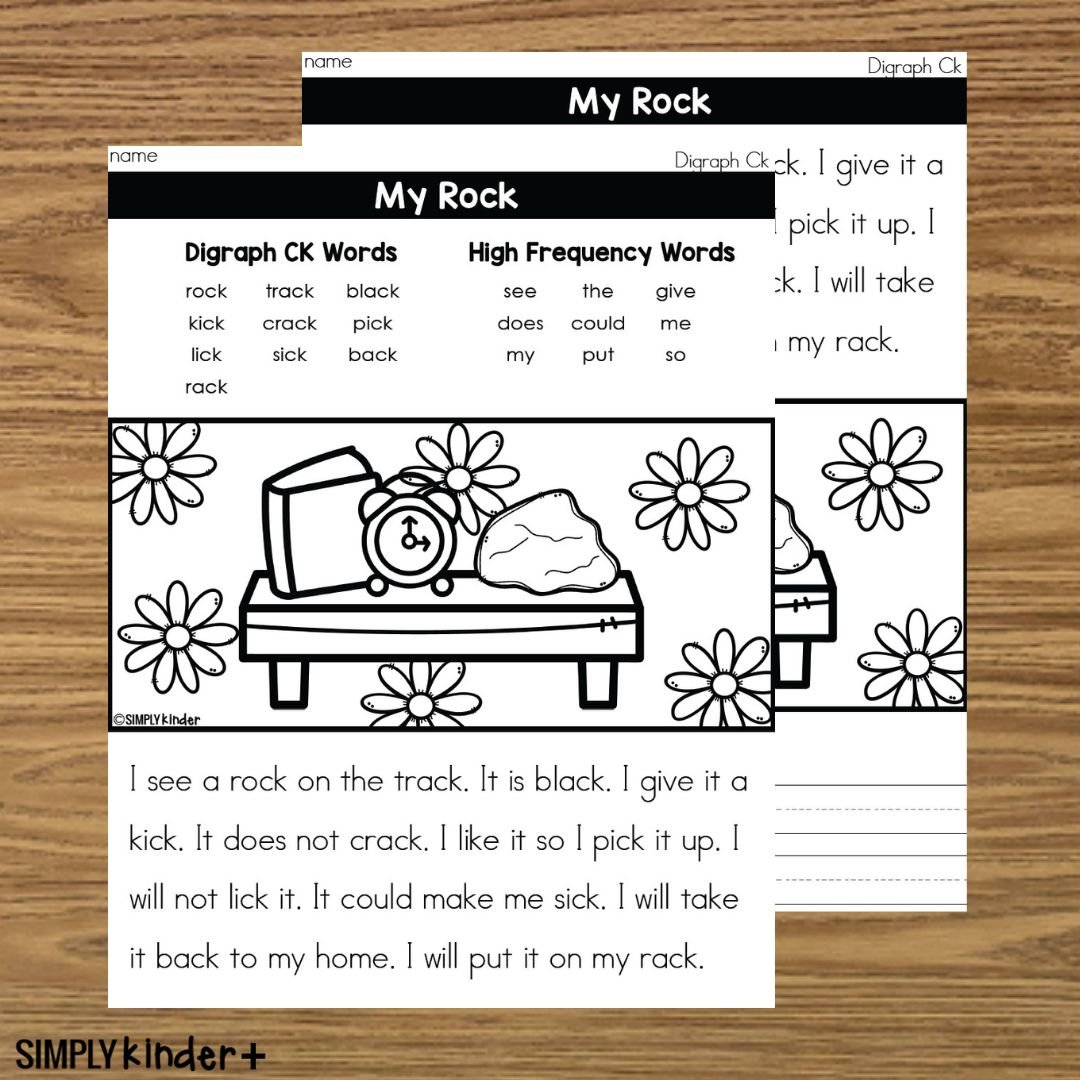 My Rock: Digraph CK Quick Reading Fluency & Comprehension - Simply ...