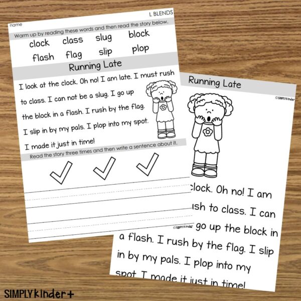 Reading Fluency & Comprehension Passages: Blends L - Simply Kinder ...