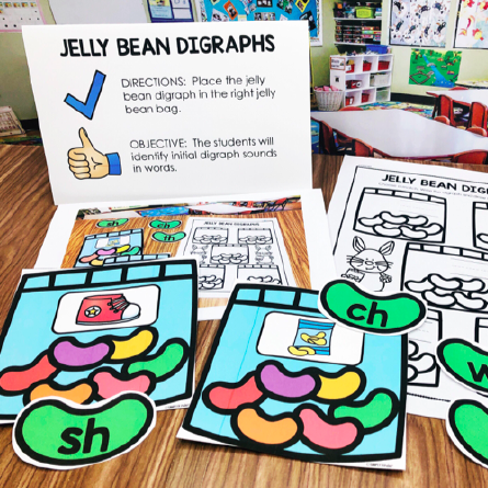 Jelly Bean Digraphs: Literacy Center, Fourth Quarter - Simply Kinder ...