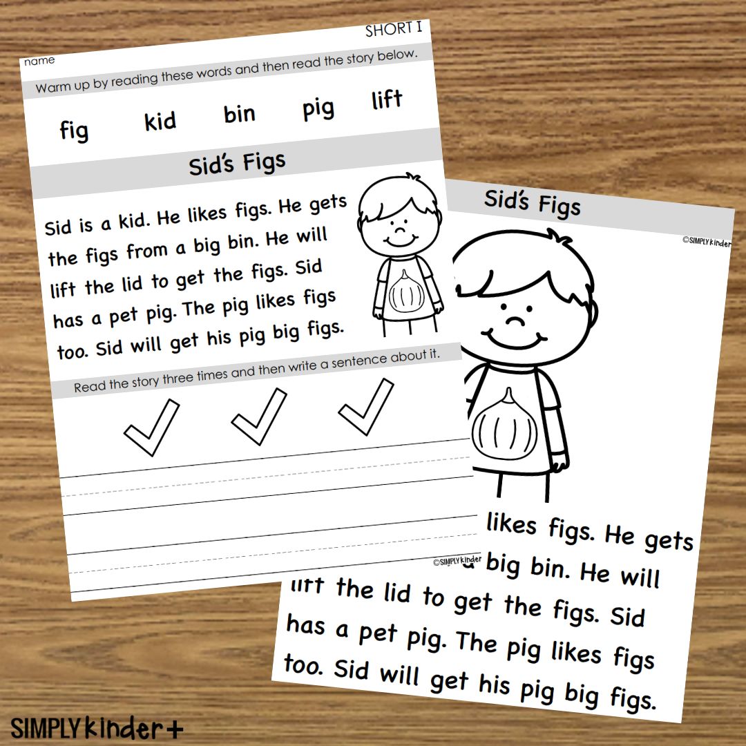 Reading Fluency & Comprehension Passages: Short I - Simply Kinder ...