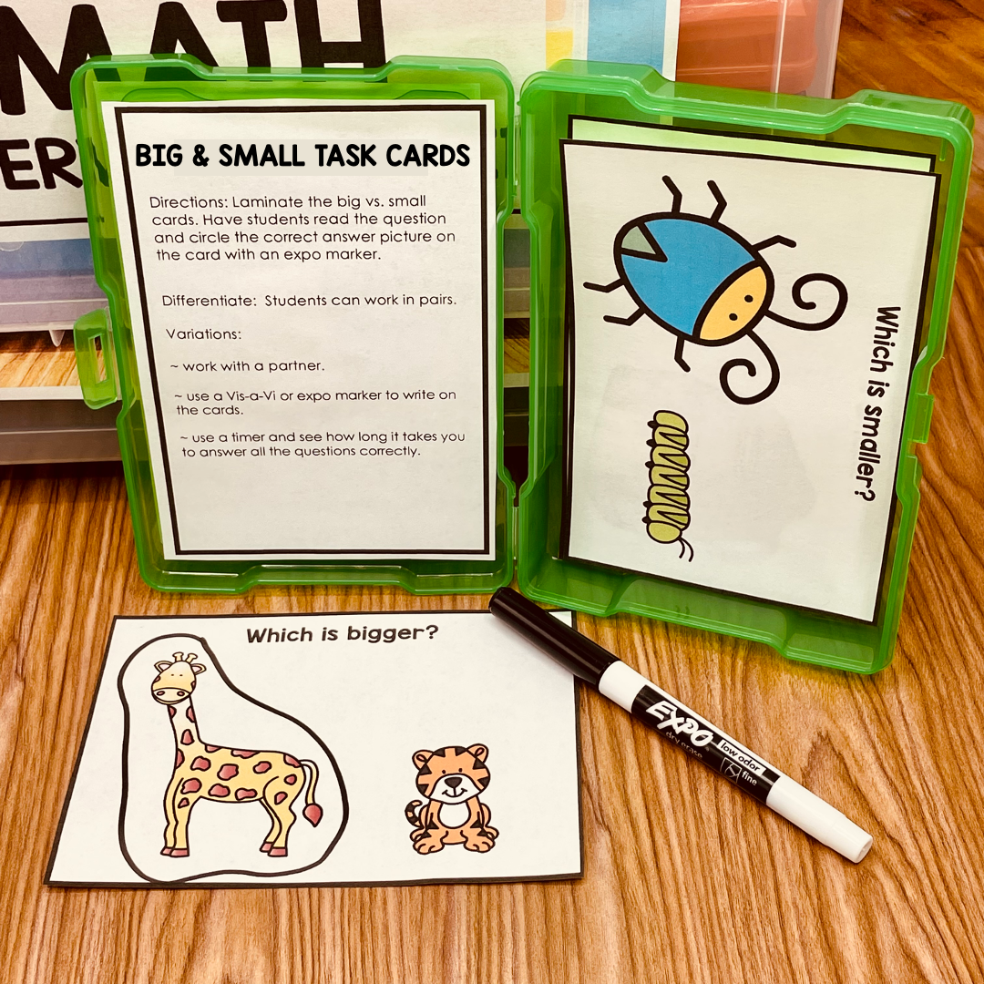 Math Intervention Kit: Big and Small Task Cards - Simply Kinder ...