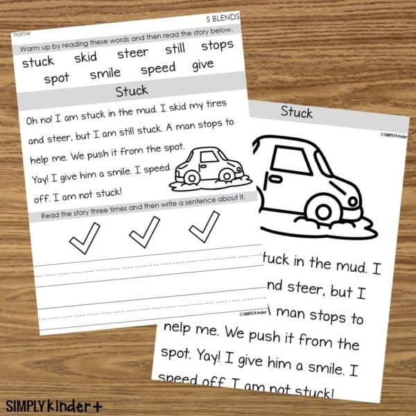 Reading Fluency & Comprehension Passages: Blends S - Simply Kinder ...